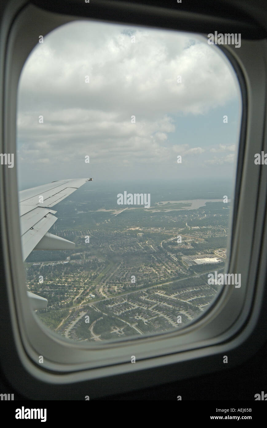 Aerial view of Dallas metroplex thru a window, Texas Stock Photo - Alamy