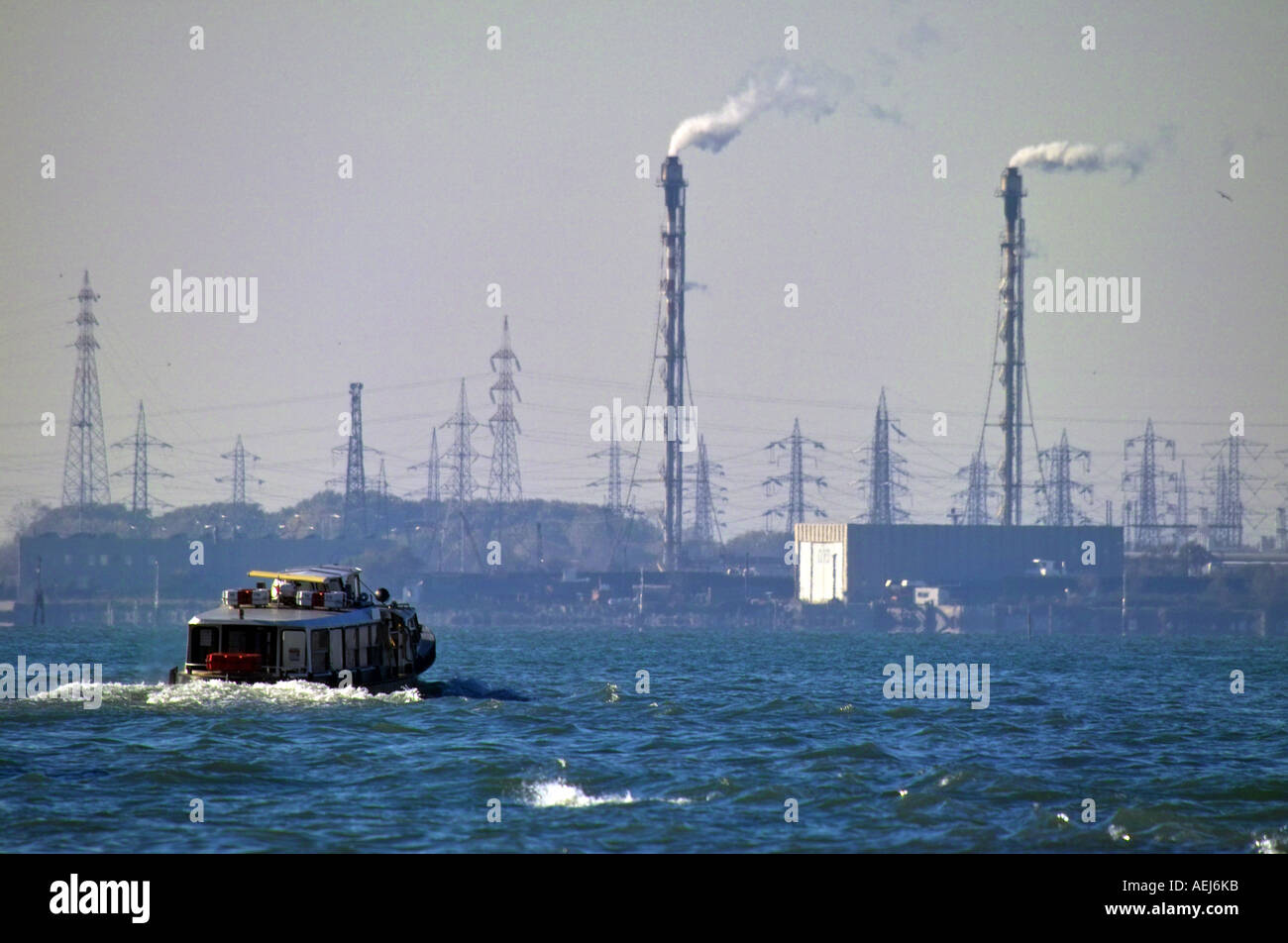 View from Zaterre to Maghera, across canal to electrical plant, with ...