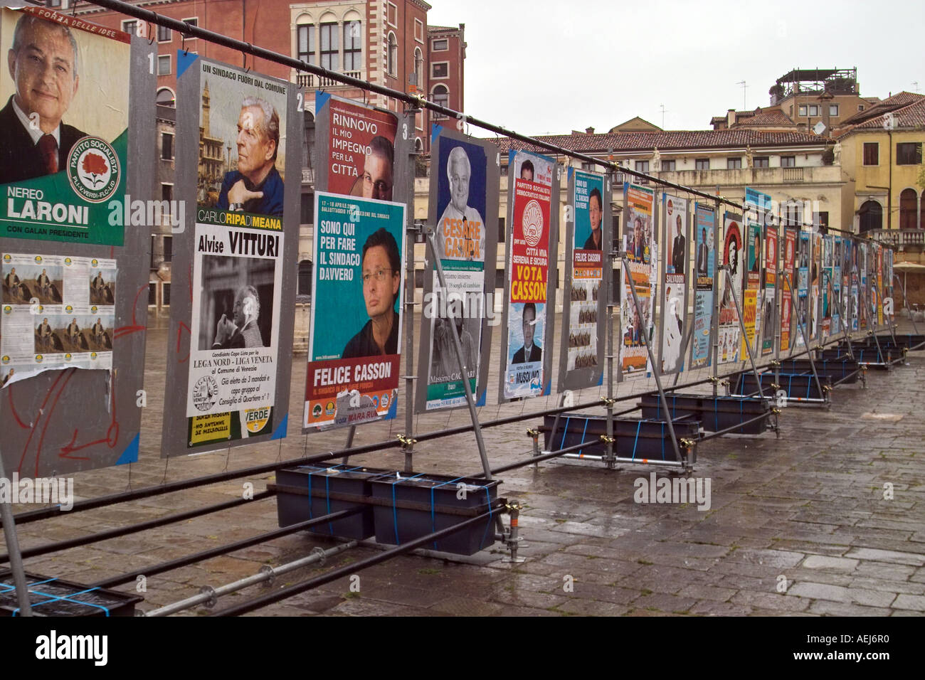Advertising posters for Mayoral Election, Venice, Italy Stock Photo - Alamy