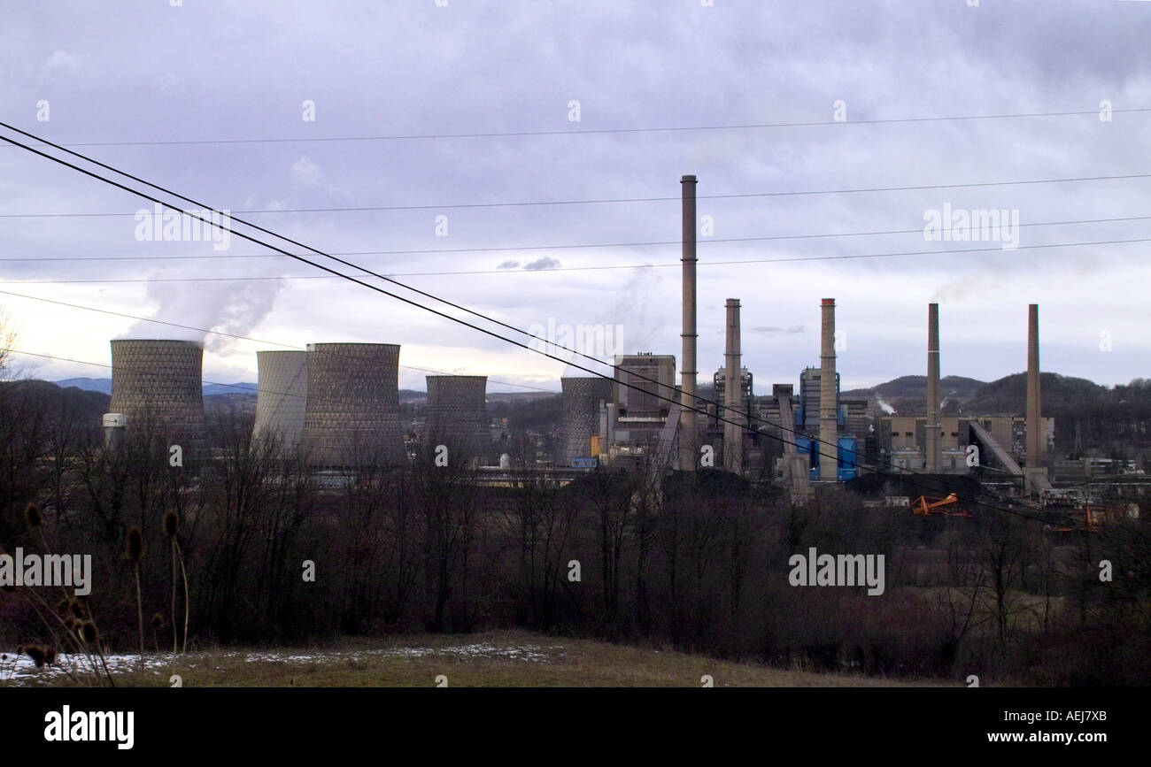 Cooling towers and factory, Tuzla, Bosnia Herzegovina Stock Photo - Alamy