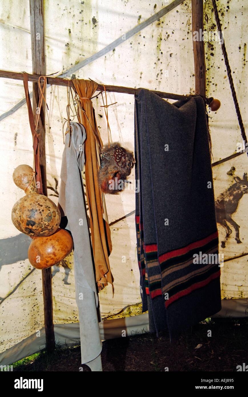 Inside an indian white teepee Stock Photo - Alamy