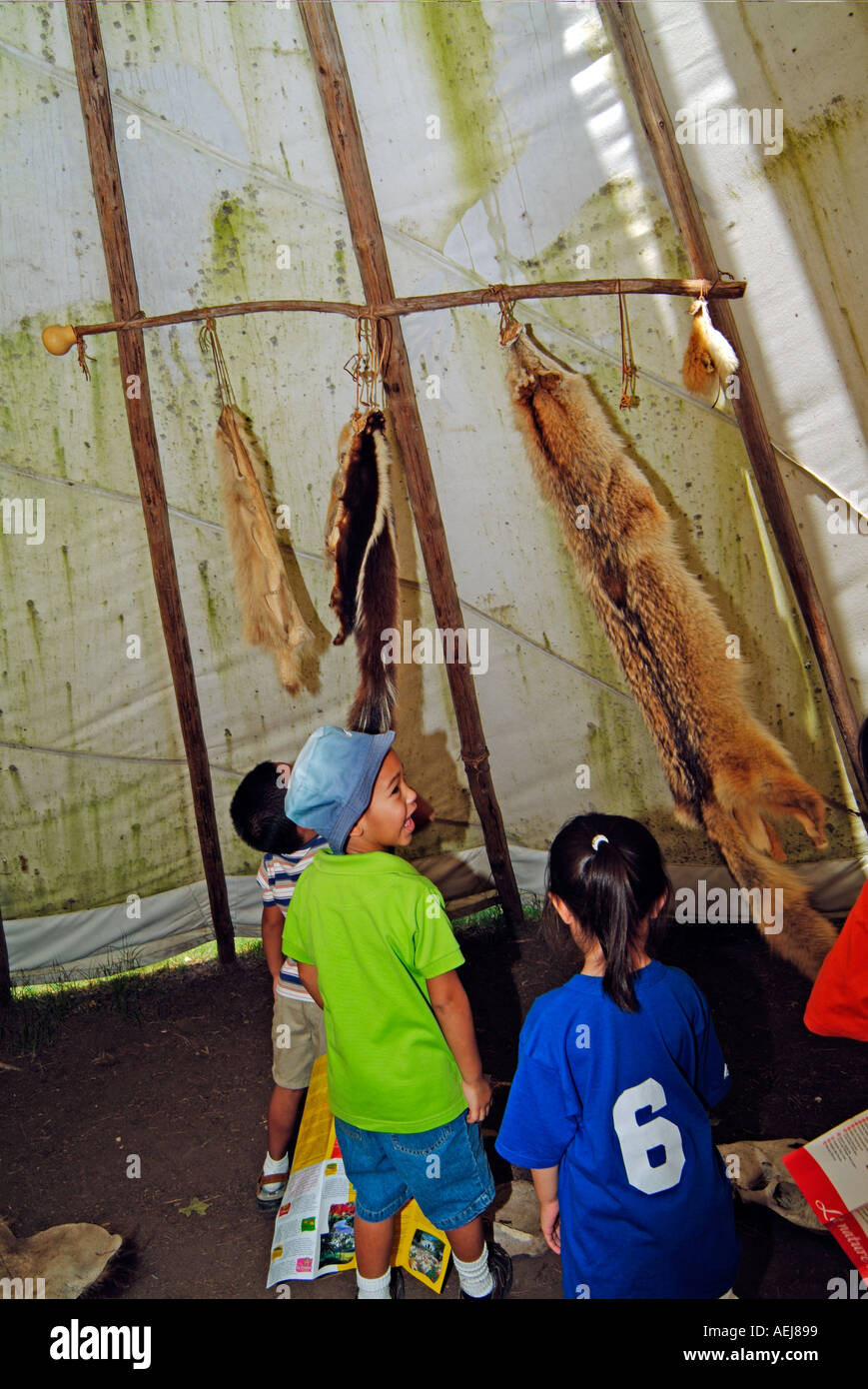 Inside an indian white teepee Stock Photo - Alamy