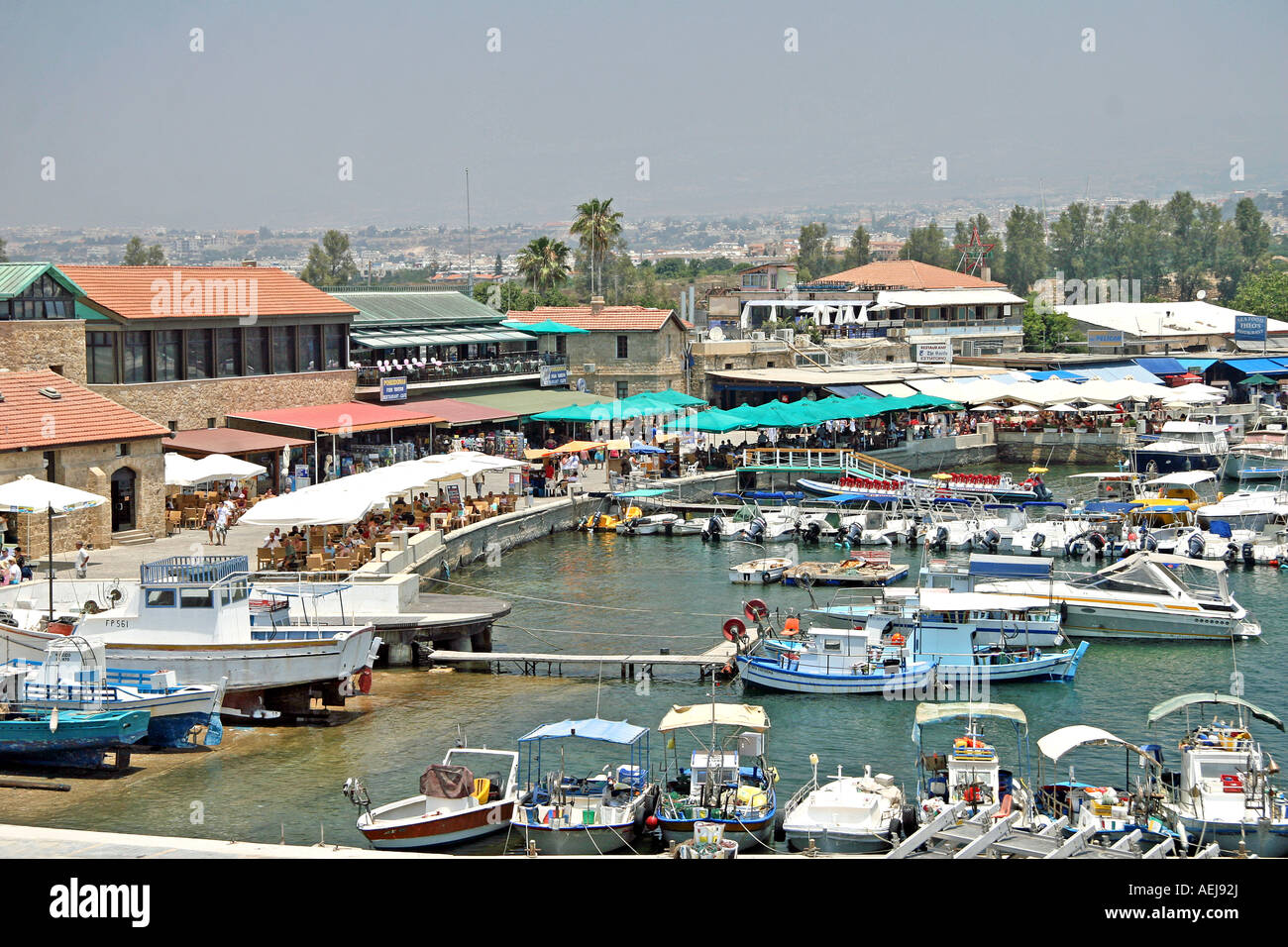 Port, boardwalk and shopping street, Paphos, Cyprus Stock Photo - Alamy