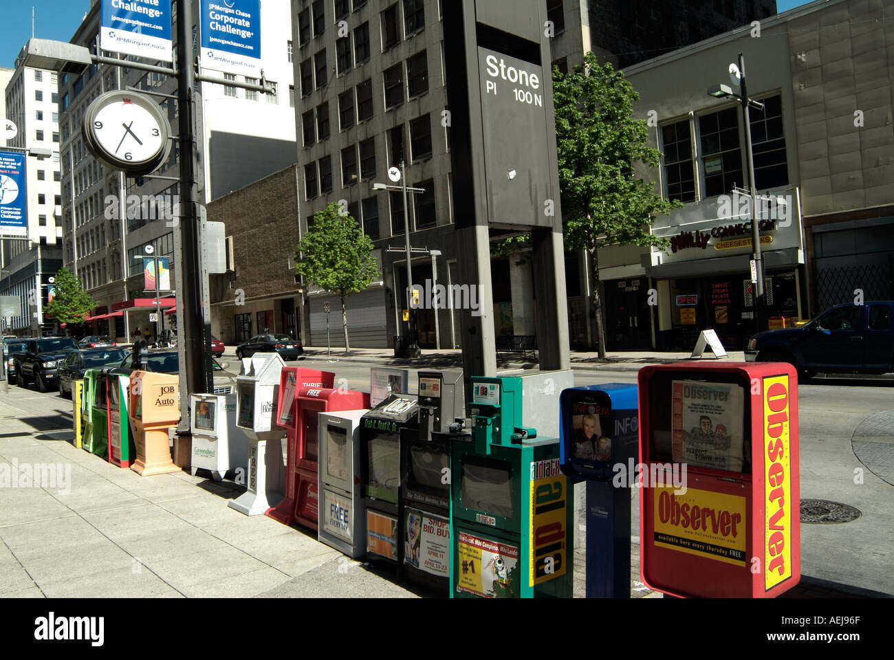 Free ad boxes in downtown of Dallas, Texas Stock Photo - Alamy