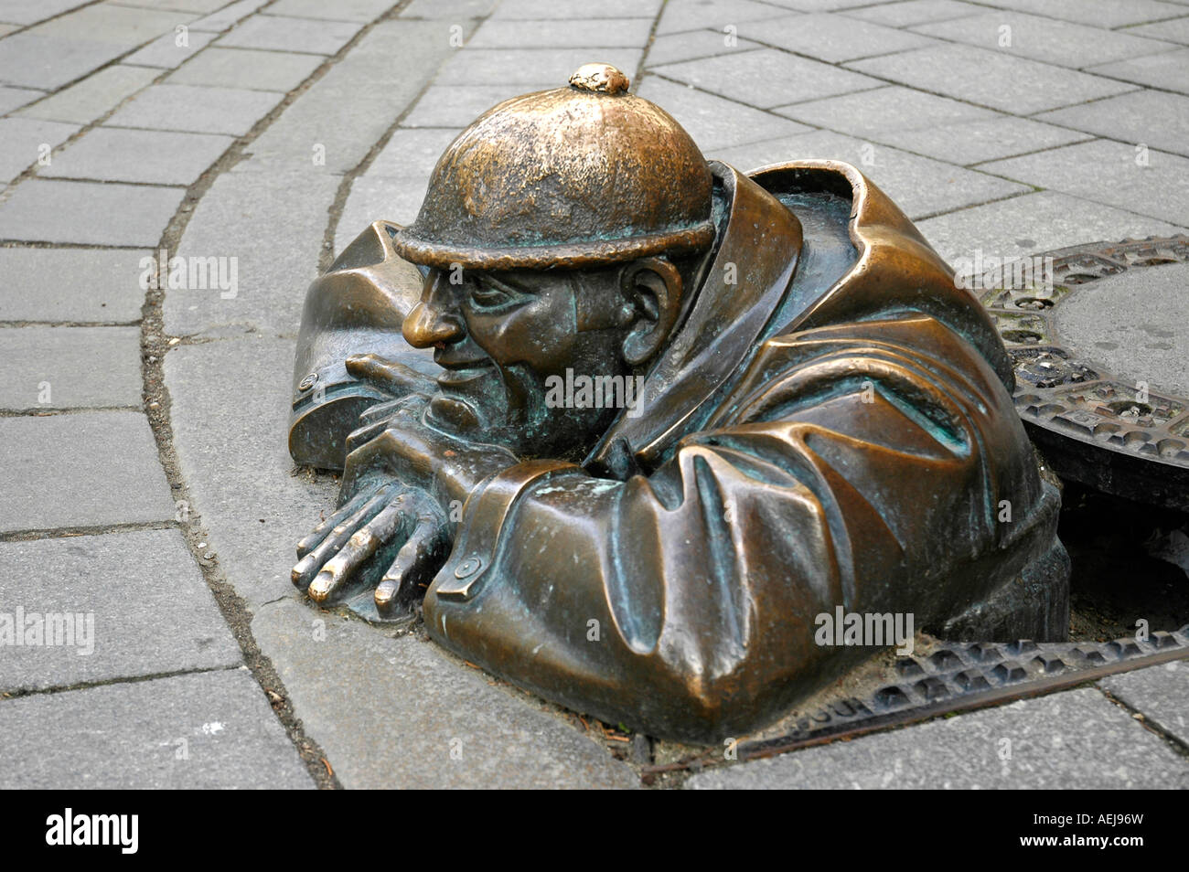 Canal worker by Viktor Hulik, Bronze figure, Bratislava, Slovakia Stock ...
