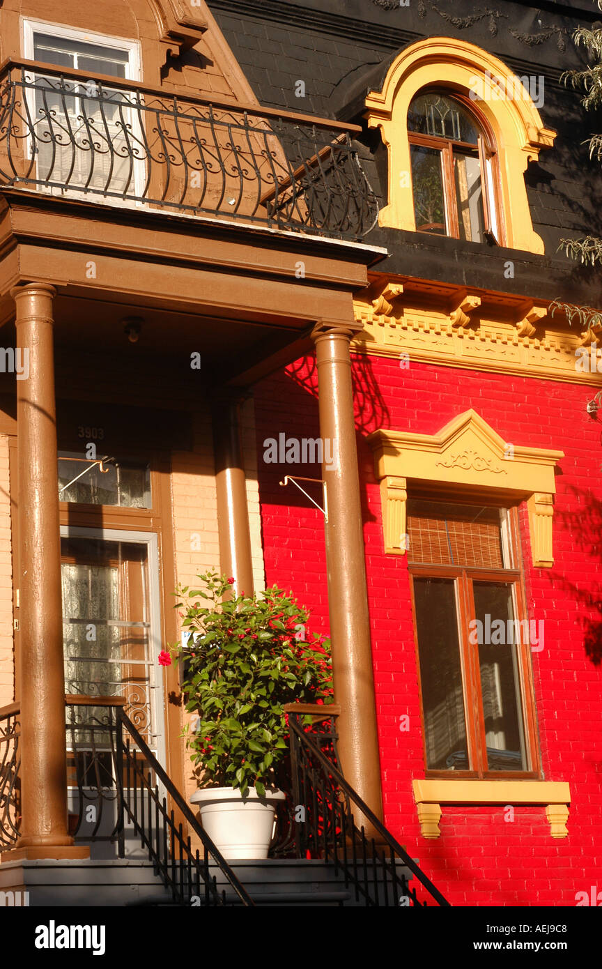 Red house Plateau Mont Royal area Montreal Quebec Canada Stock Photo ...