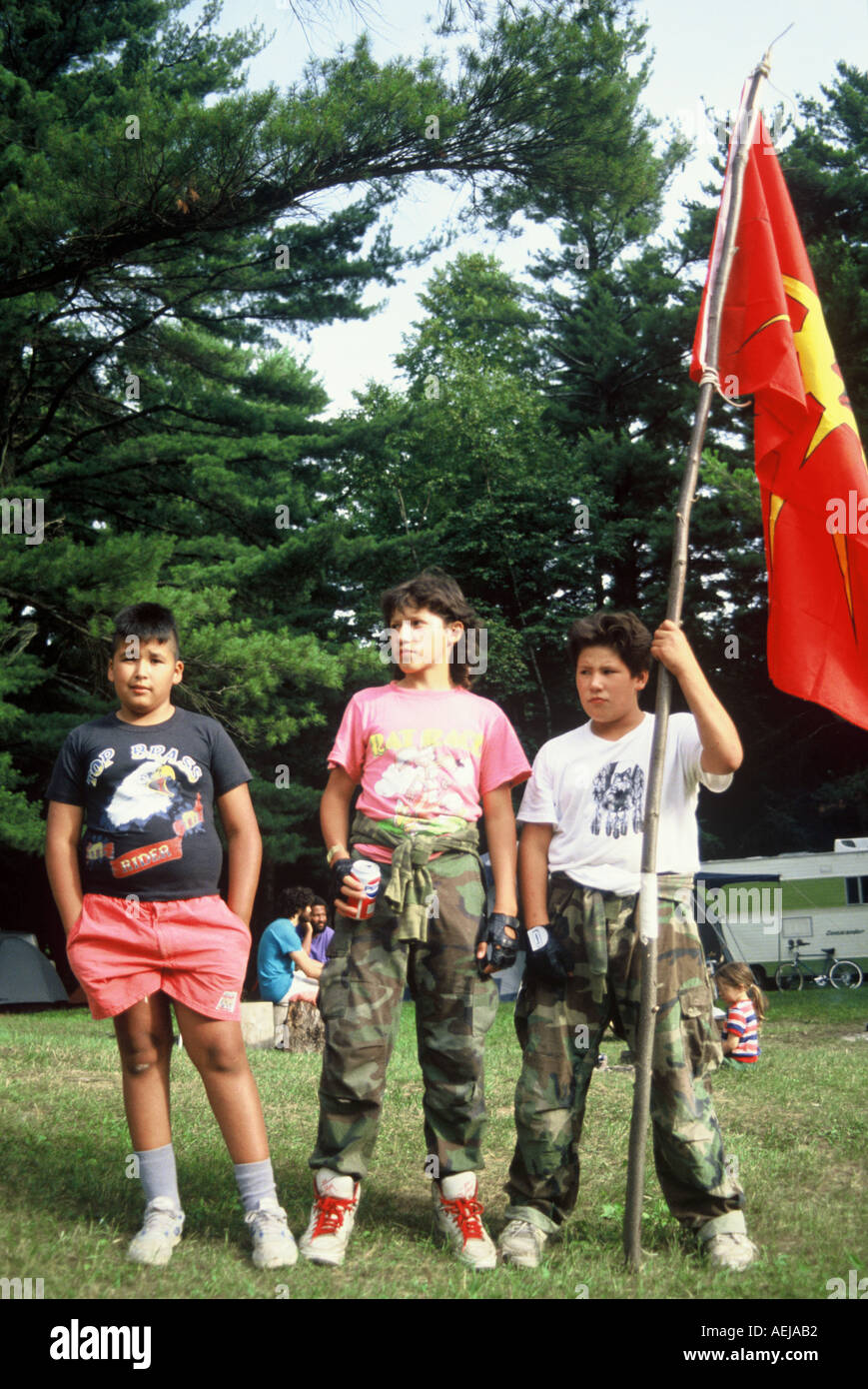 Native children Mohawks in Oka Quebec Stock Photo - Alamy