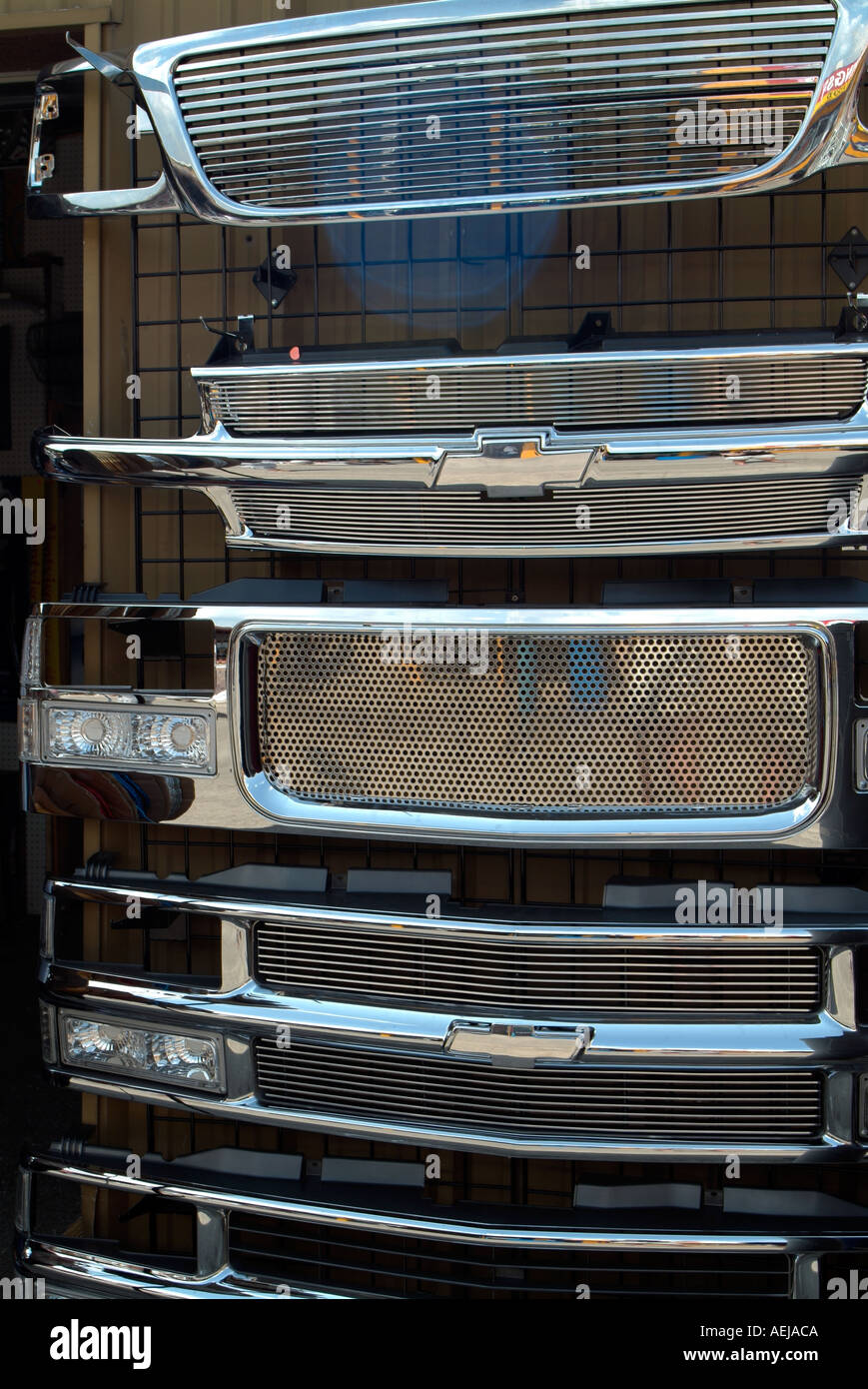 Display of car bumpers Stock Photo - Alamy