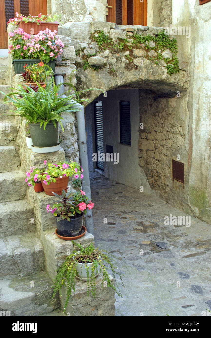 Croatia Istria arched passage with stairs in the Old Town Stock Photo ...