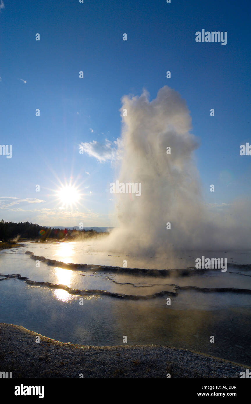 Eruption of a geyser, Yellowstone National Park, Wyoming, USA, United ...