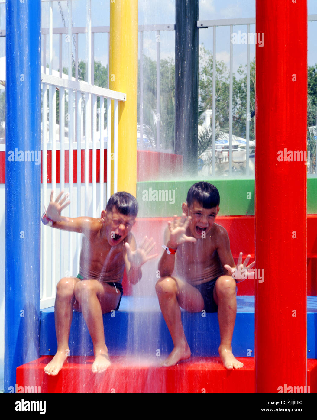 Scream shriek yell water slide aqua park Bulgaria happy excitement ...