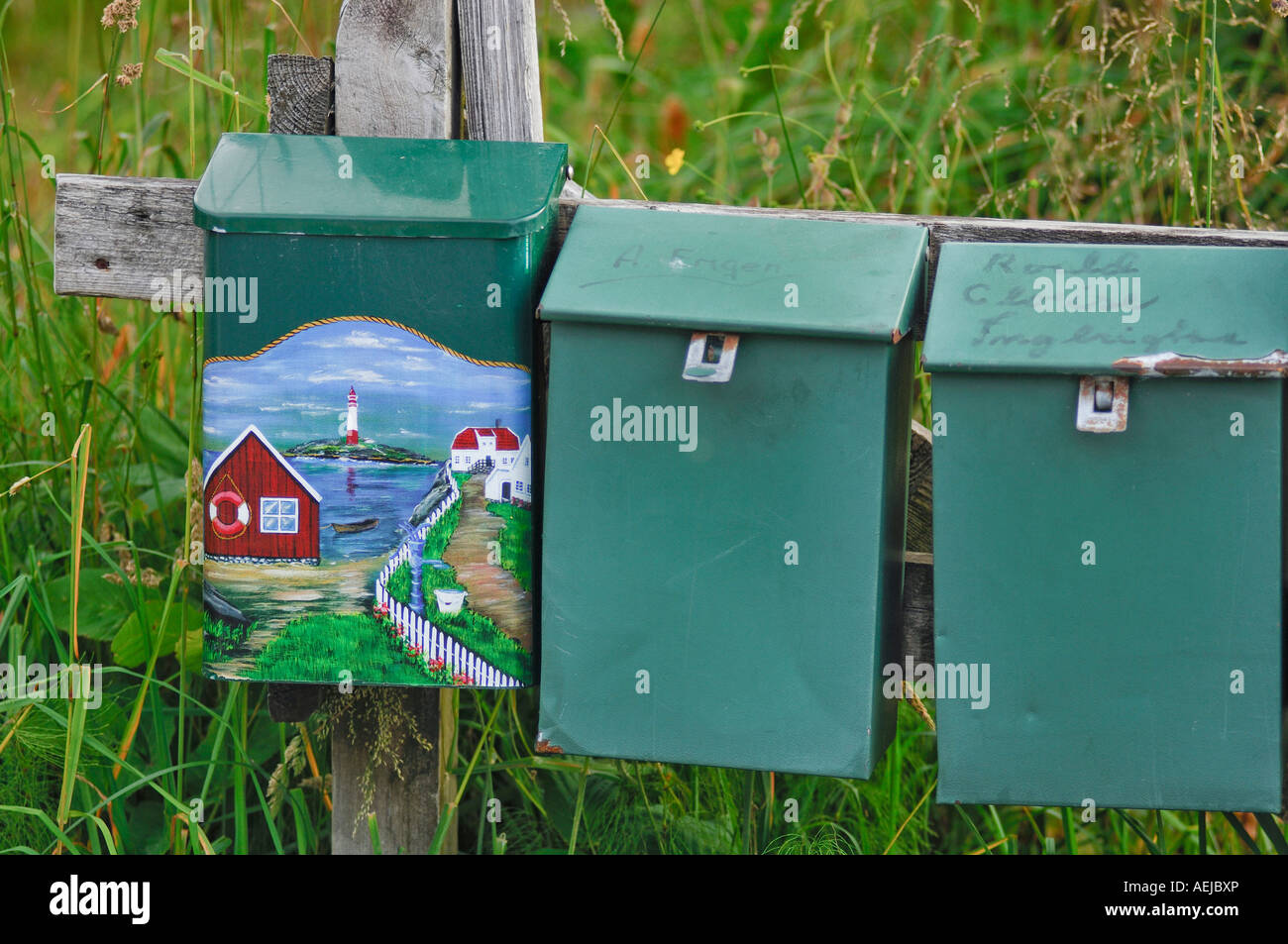 Post boxes, Norway, Scandinavia Stock Photo - Alamy