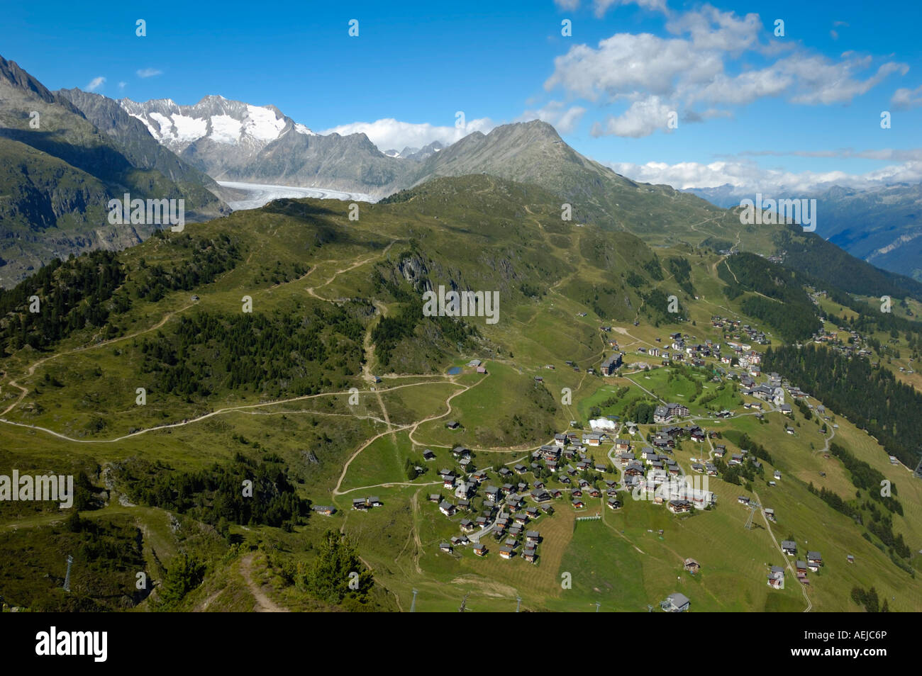 View from Riederhorn to Aletsch Glacier, Aletsch Forest, Riederalp and ...