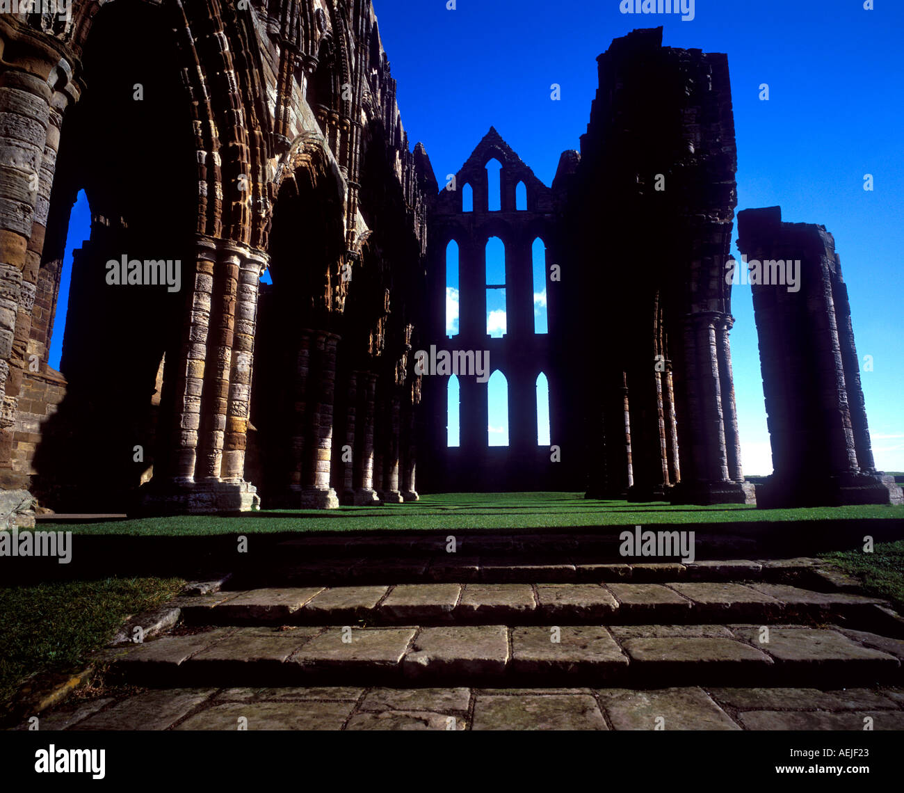 Ruins of Whitby Abbey North Yorkshire England first established in AD ...