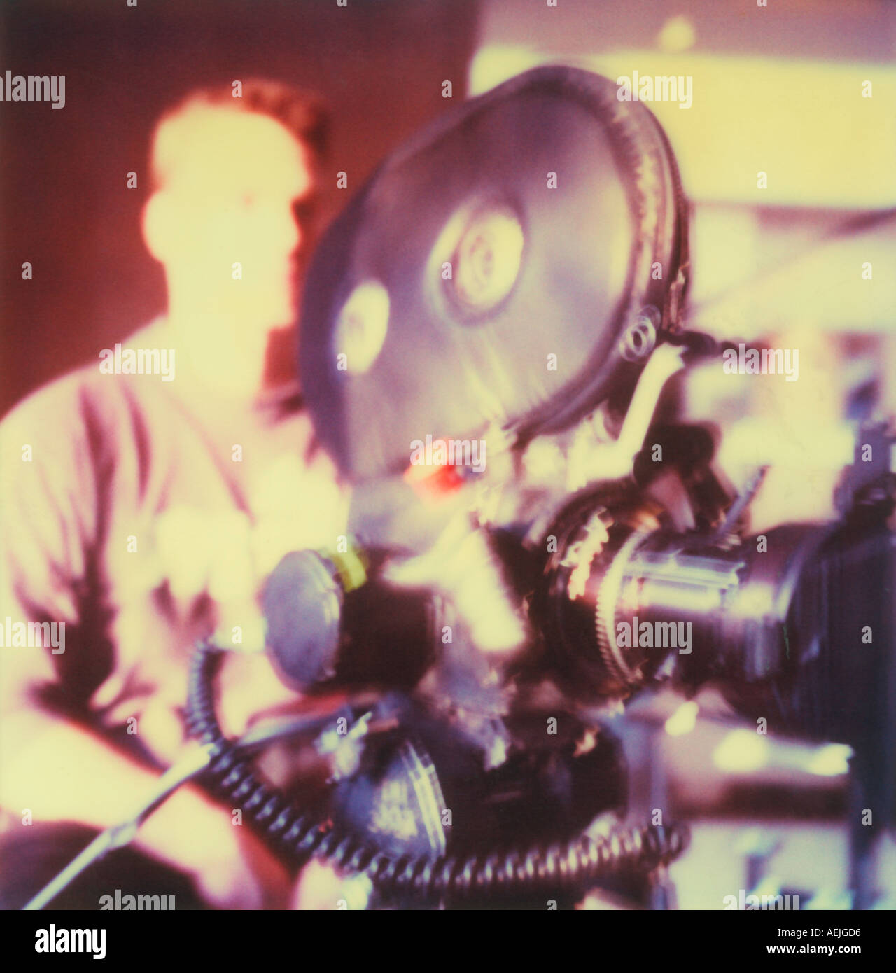Man with movie camera Stock Photo - Alamy