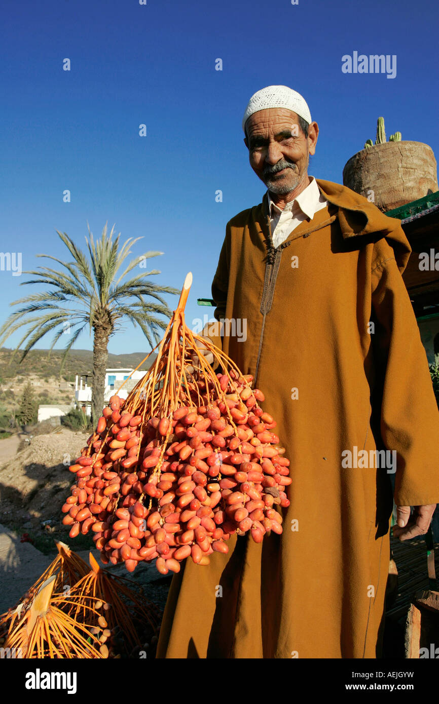 Merchant selling dates, Agadir, Morocco, Africa Stock Photo - Alamy