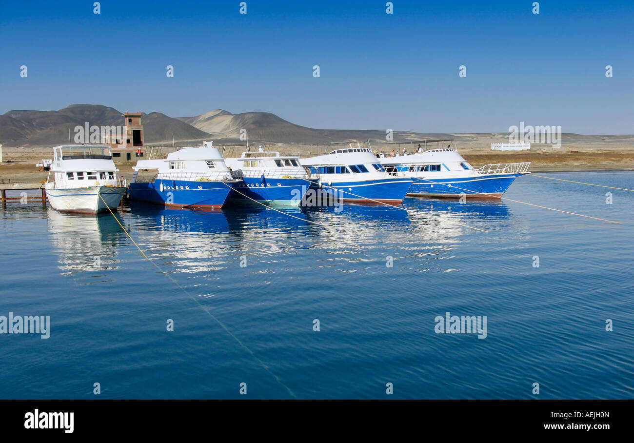 Anchoring ships in a harbour, Zabargad, Egypt, Africa Stock Photo - Alamy