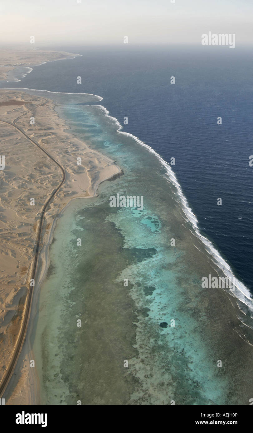 Aerial photo of a coral reef near Marsa Alam, Red Sea, Egypt, Africa ...