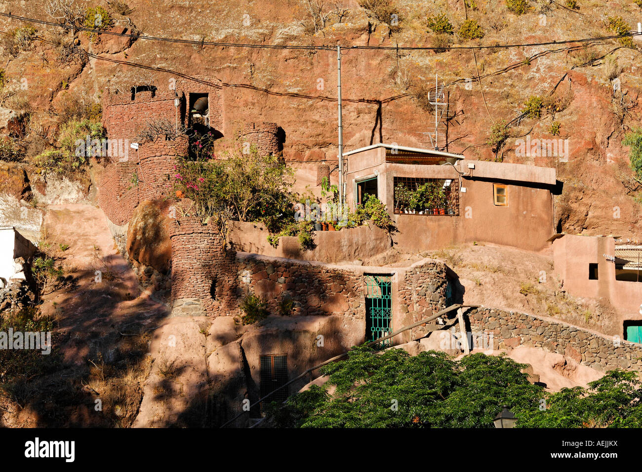Cuevas Bermejas in Barranco de Guayadeque, Gran Canaria, Spain Stock ...