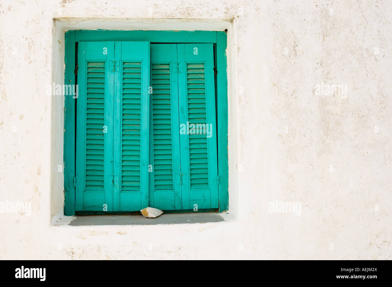 Green window shutter, Greece Stock Photo - Alamy