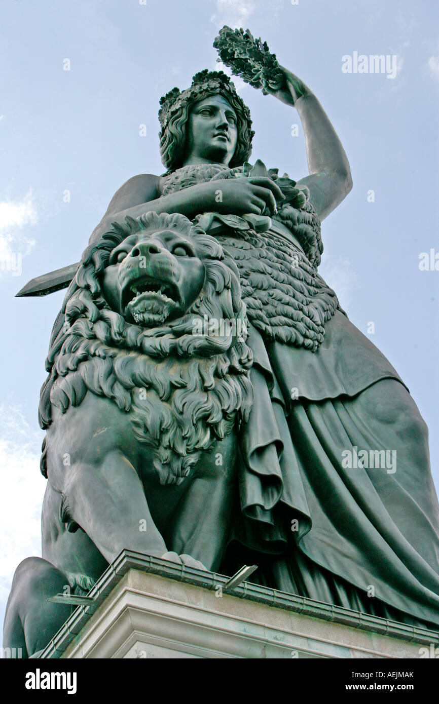 Bavaria statue from below, Munich, Bavaria, Germany Stock Photo - Alamy