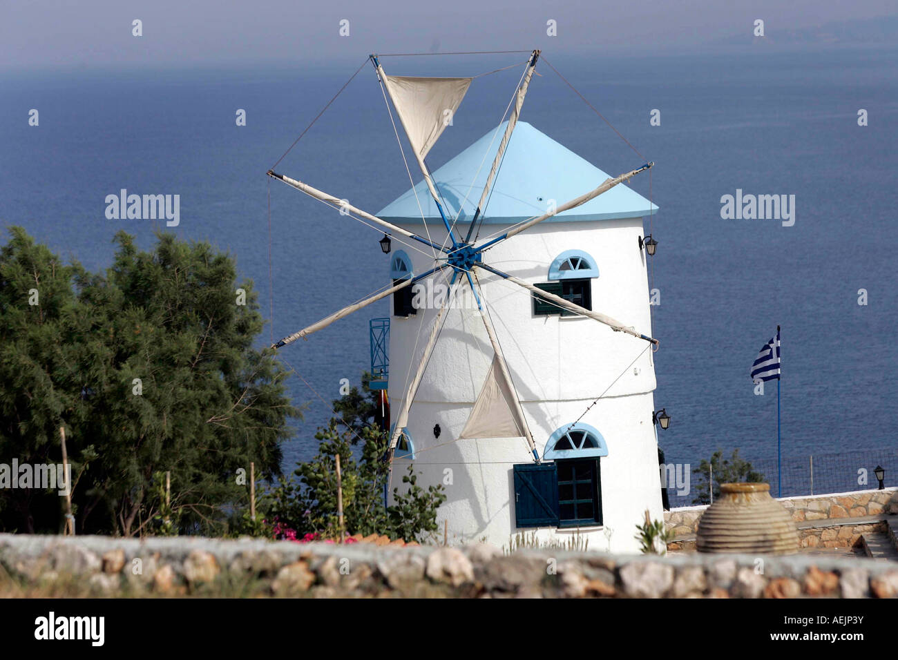 Windmill at Zakynthos Island, Greece Stock Photo - Alamy