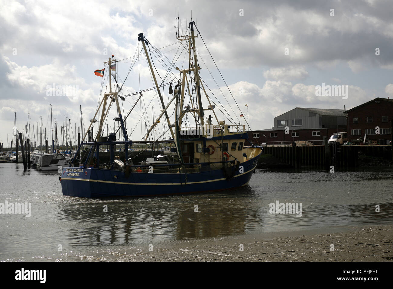 Fishing cutter, port of Dornumersiel, East Frisia, Lower Saxony ...