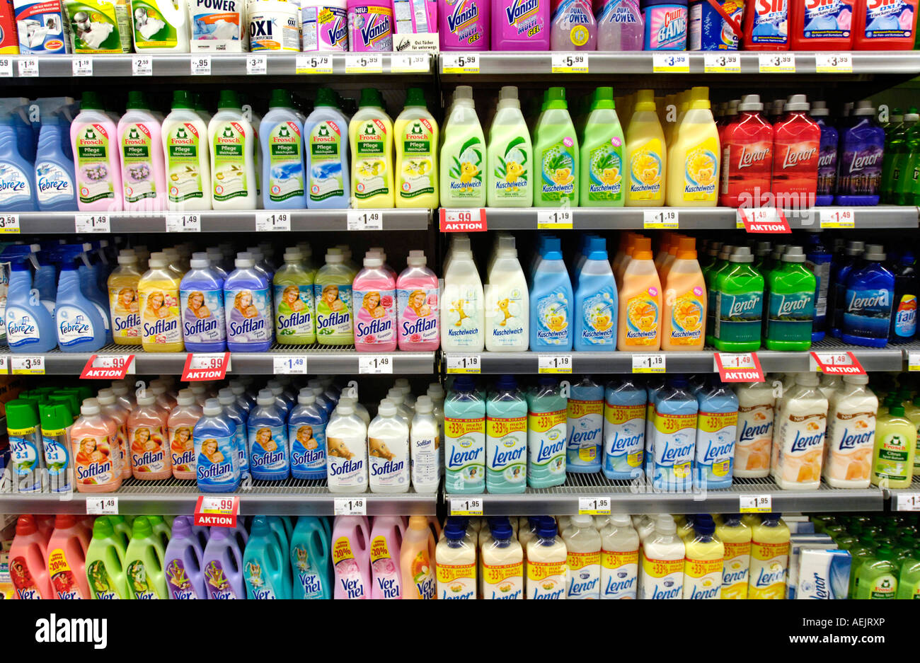 Shopping center, liquid detergent, fabric softener Stock Photo - Alamy