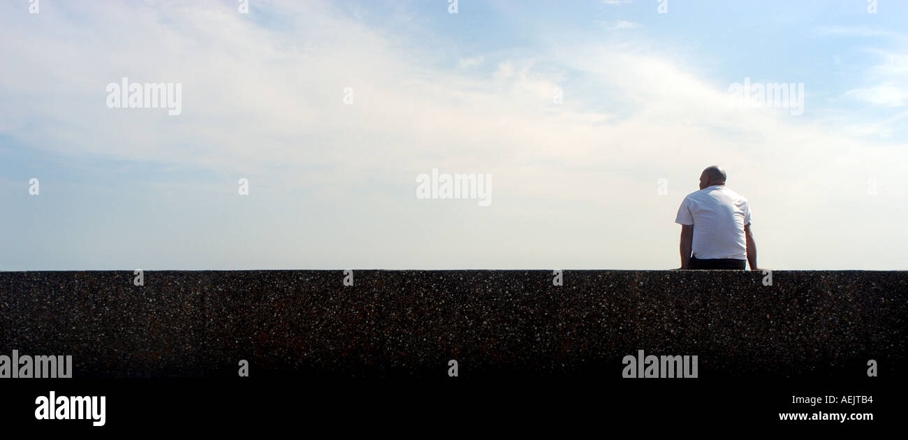 Back view man facing ocean hi-res stock photography and images - Alamy