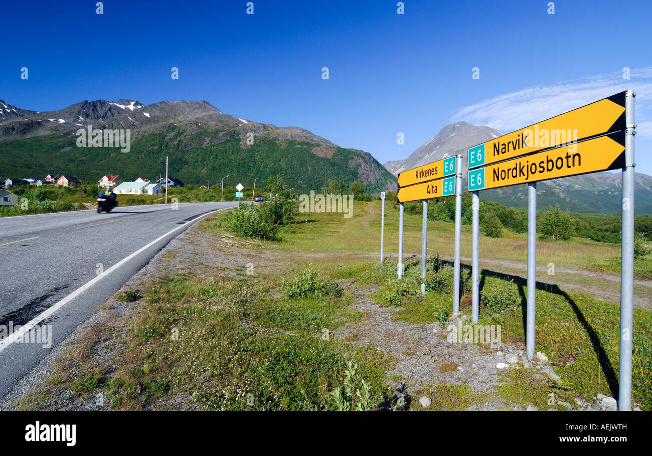 Road sign on the E6, Norway Stock Photo - Alamy
