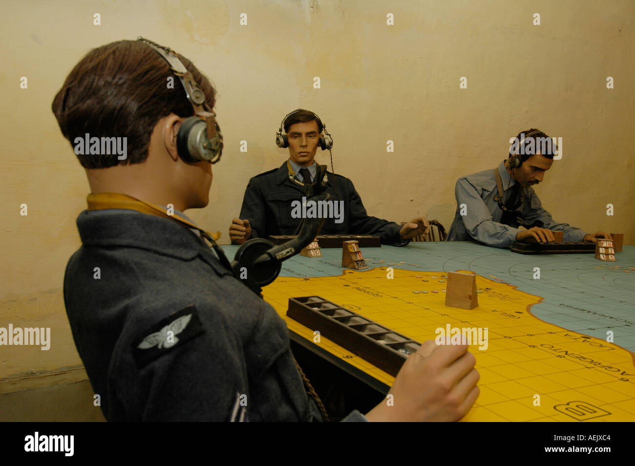 Life size diorama depicting British soldiers in the RAF Sector Fighter ...