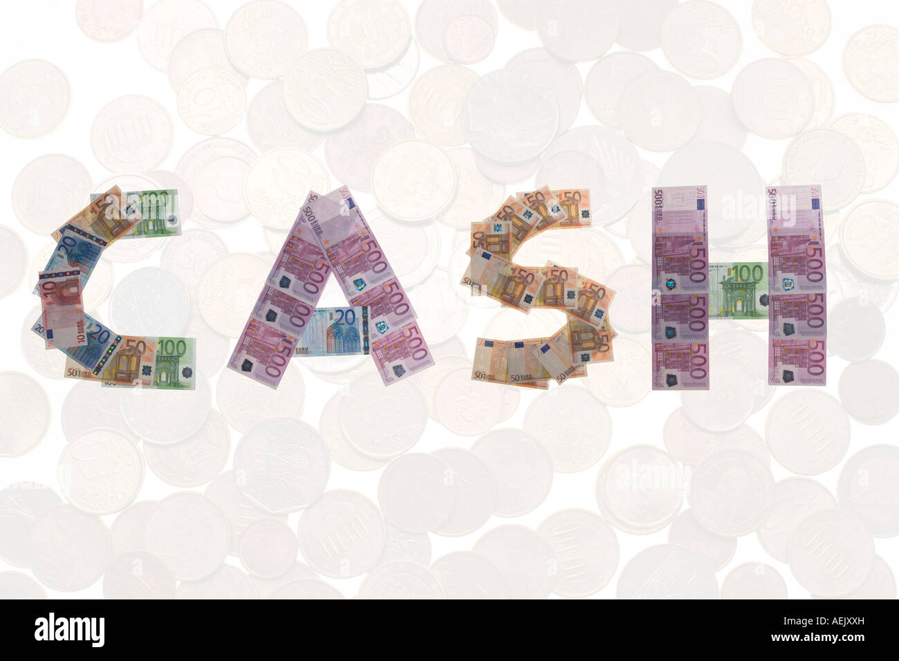 Cash, written with bank notes Stock Photo - Alamy