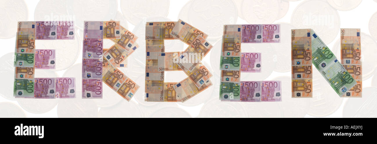 Erben/inherit, written with bank notes Stock Photo - Alamy