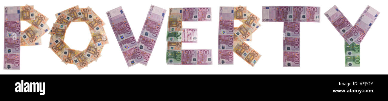 Poverty, written with bank notes Stock Photo - Alamy