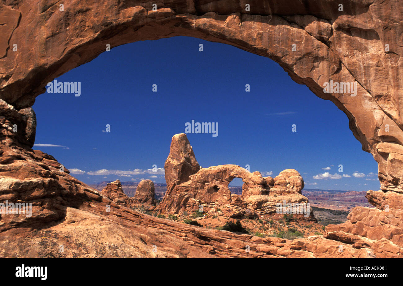 Turret Arch seen through the North Window , Arches National Park, Utah ...