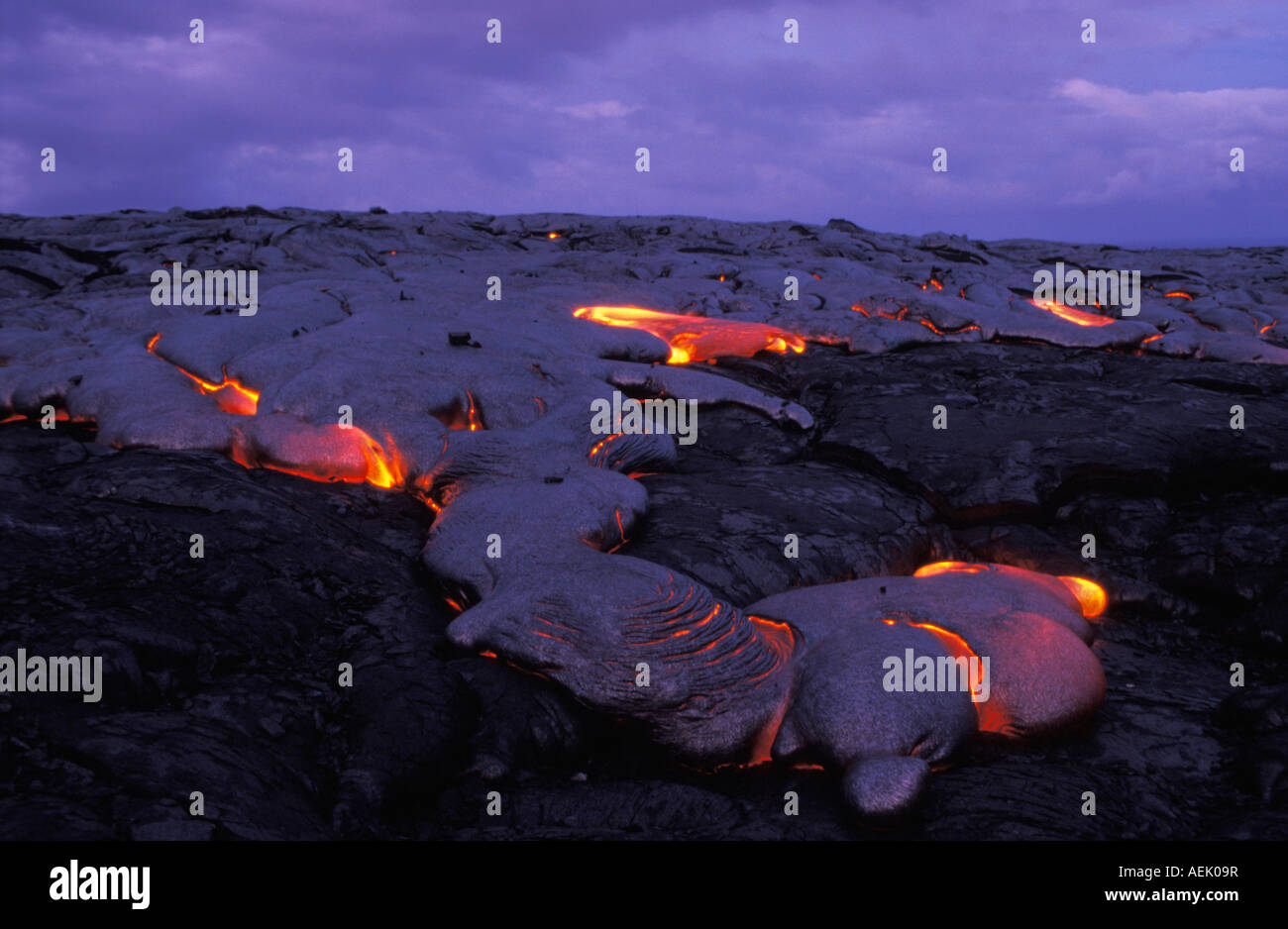 Lava flow of the Kilauea volcano (Pahoehoe Lava), Big Island, Hawaii ...