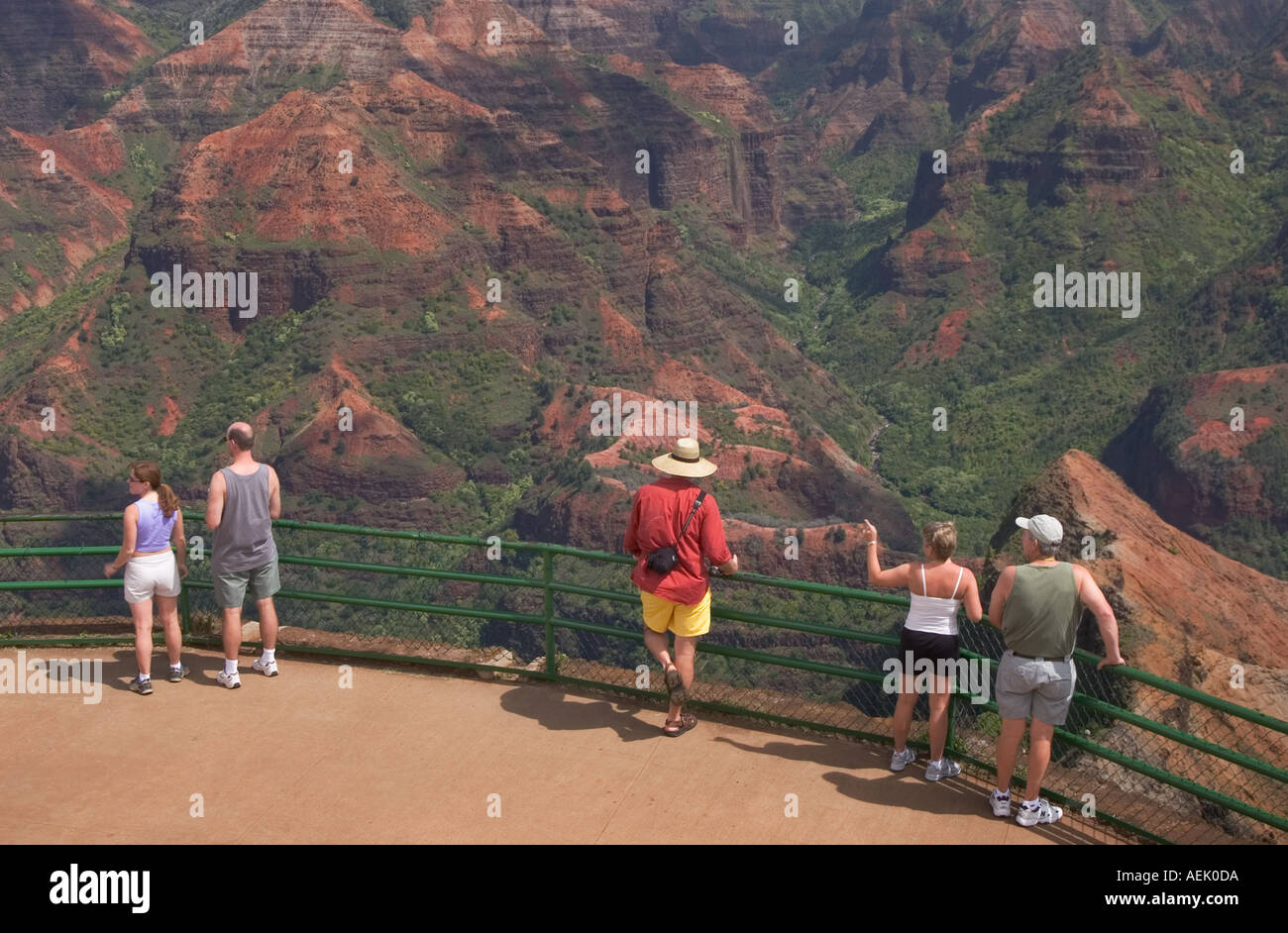Visitors at lookout point Waimea Canyon State Park Kauai Hawaii Stock ...