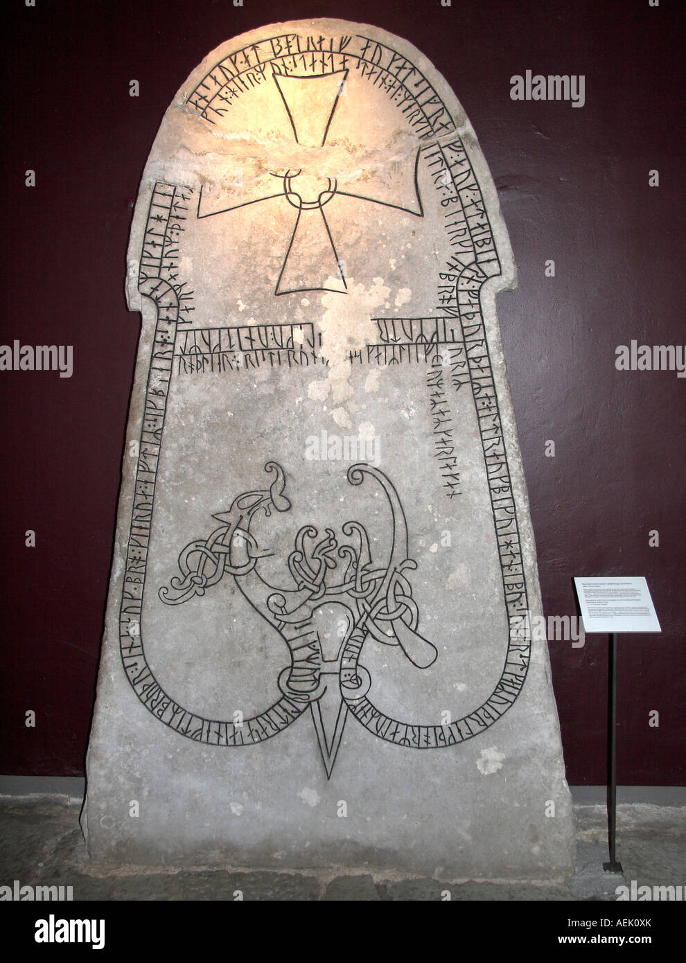 Viking picture stone in the museum of Visby, Gotland, Sweden Stock ...