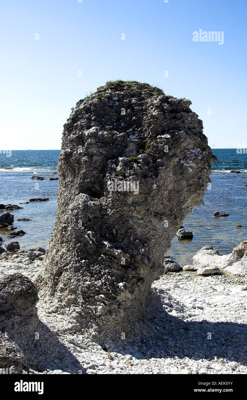 Limestone shapes in on the island Faroe, Gotland, Sweden Stock Photo ...