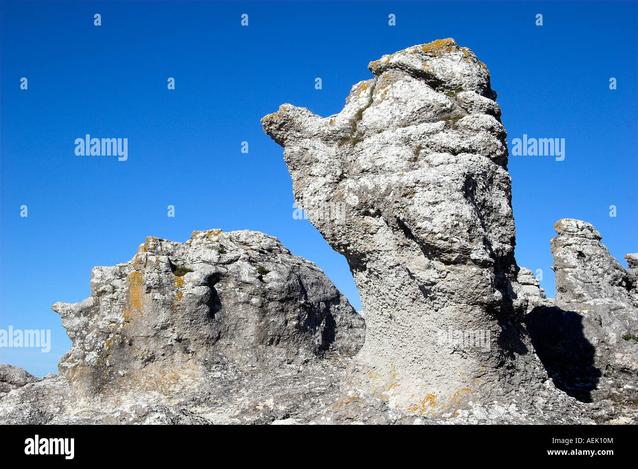 Limestone shapes in on the island Faroe, Gotland, Sweden Stock Photo ...