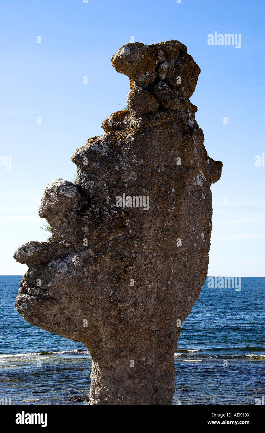 Limestone shapes in on the island Faroe, Gotland, Sweden Stock Photo ...