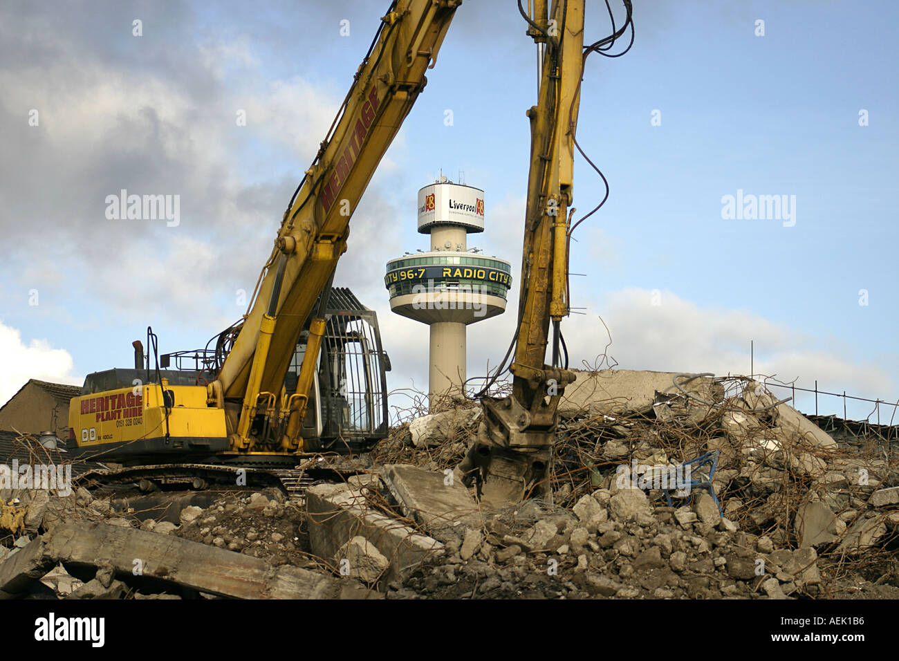 Urban Regeneration in Duke Street Liverpool UK with Beacon Radio Tower ...