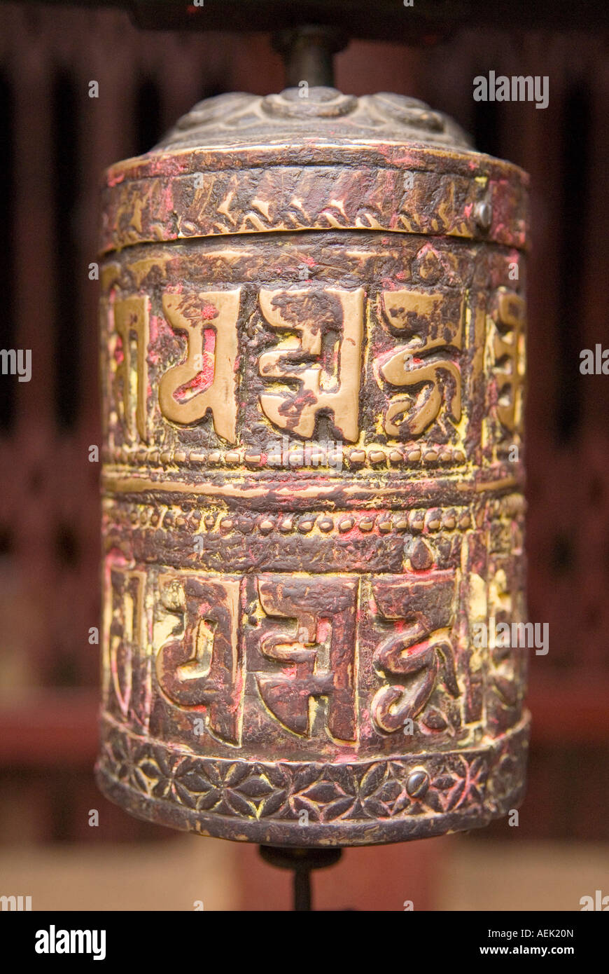Historic prayer mill, Golden Temple Kwa Bahal, Patan, Kathmandu, Nepal ...