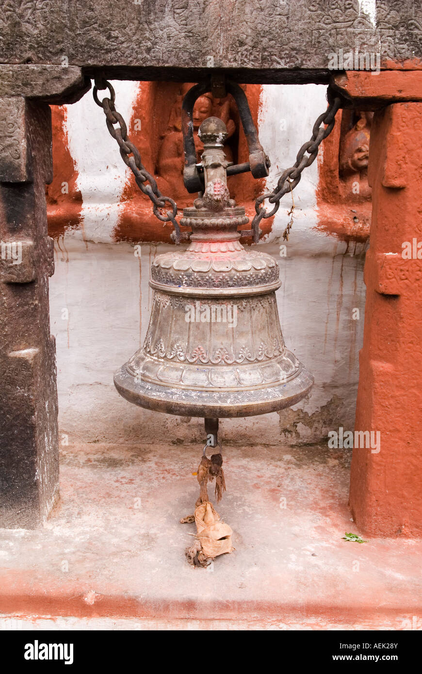 Ceremonial bell in a buddhist temple, Nepal Stock Photo - Alamy