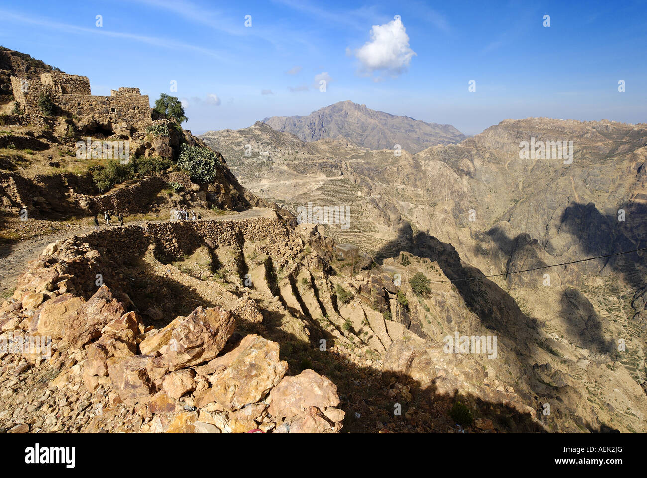 Dirtroad to the mountain village of Shaharah, Yemen Stock Photo - Alamy