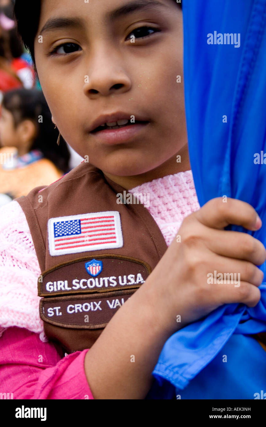 Young Chicana Girl Scout age 7 participating in the parade. Cinco de ...