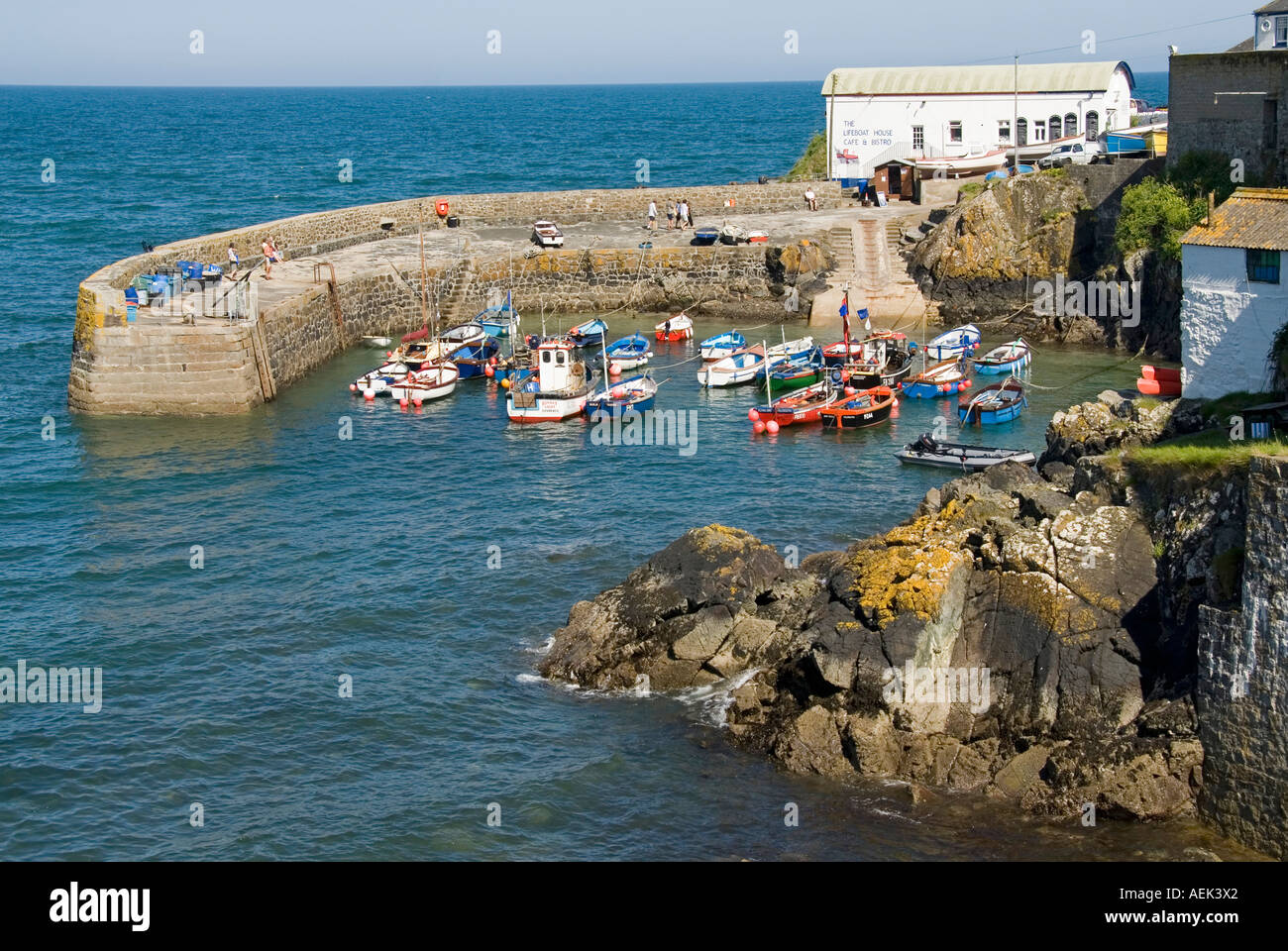 Coverack coastal village & fishing port on South West Coast Path at ...