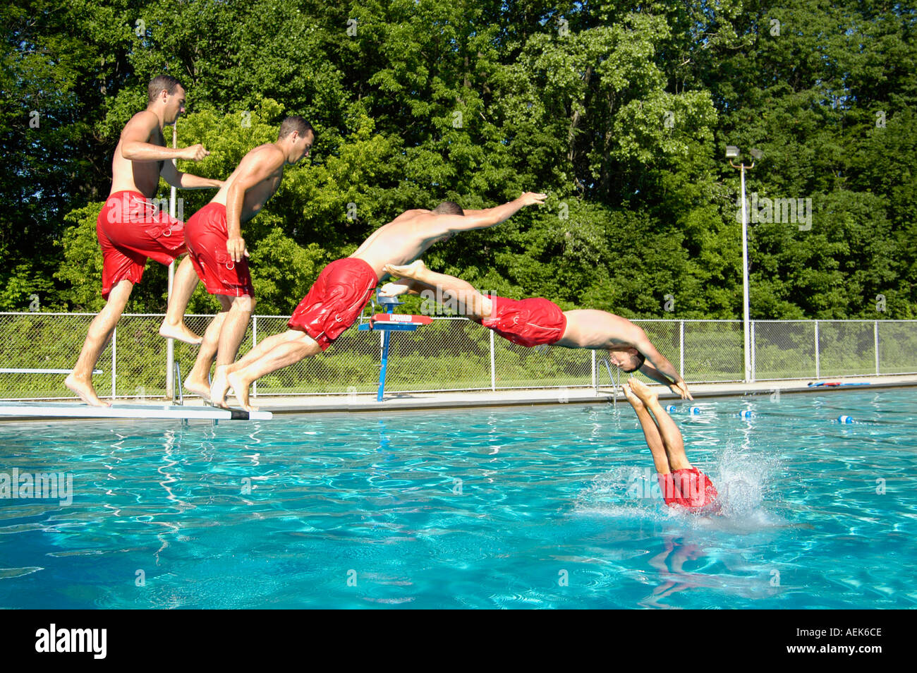 Sequence of Male Diving into a swimming pool Stock Photo - Alamy