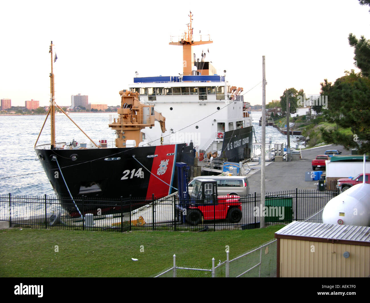 The Coast Guard Ship Hollyhock is docked on the St Clair River at Port ...