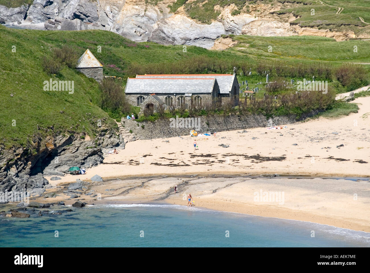 Grade I listed parish church building of Saint Winwaloe at Gunwalloe ...